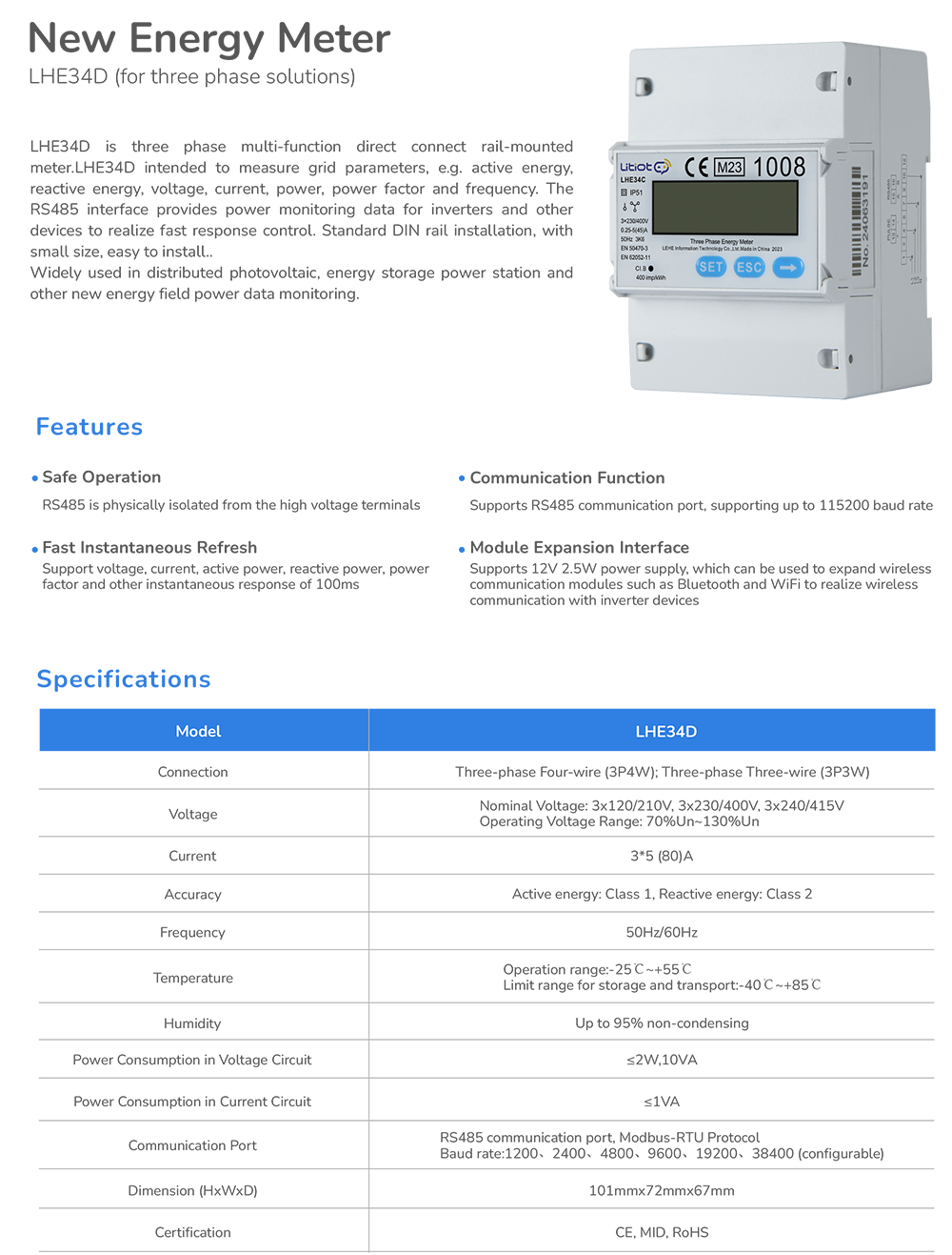 Three Phase Direct Rail Smart Meter - Livoltek